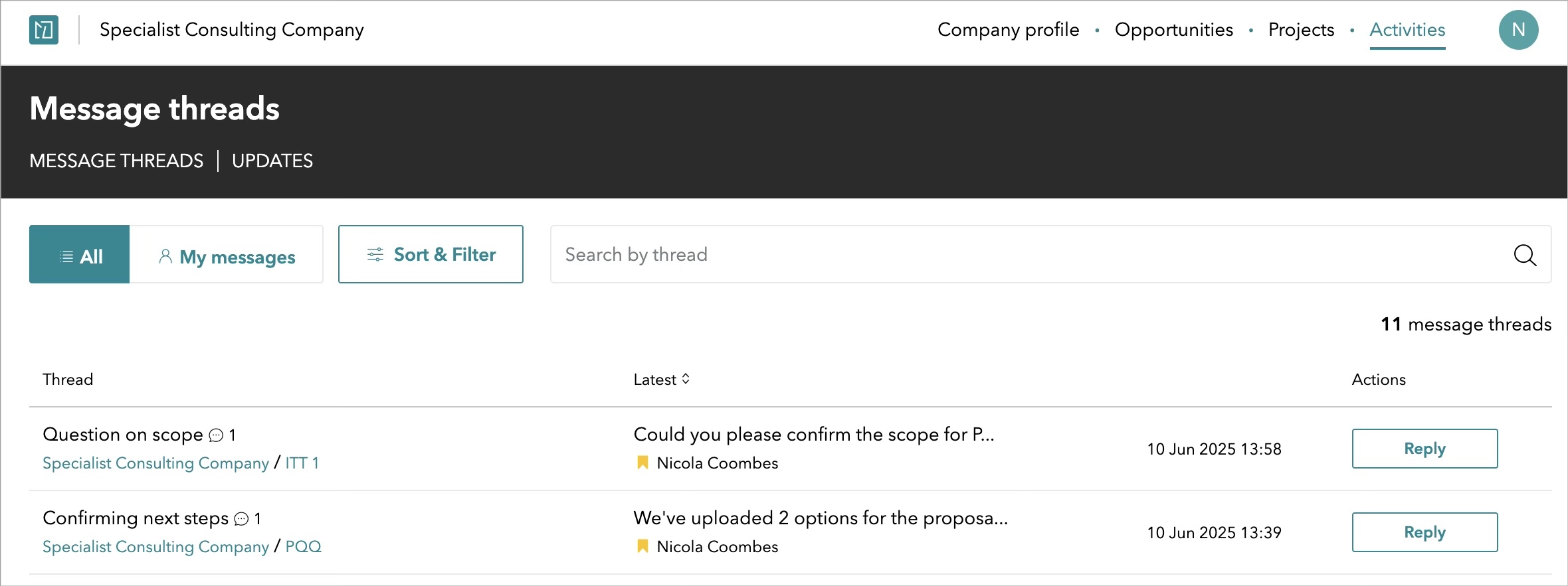 Messages - send messages & manage threads – IAND